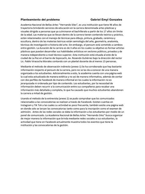 Planteamiento Del Problema Gabriel Emyl Gonzales Pdf Facebook