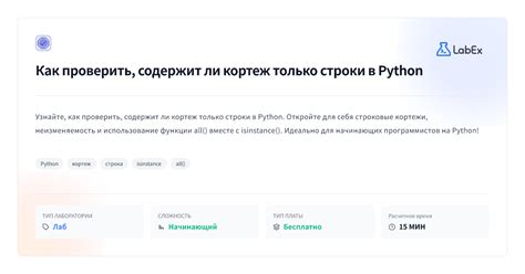 Как проверить содержит ли кортеж только строки в Python Labex