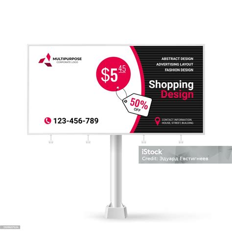 빌보드 사인 옥외 광고를위한 배너 디자인 아이디어 사진과 텍스트를 배치하기위한 영감 그래픽 디자인 벡터 빨간색 배경 간판에 대한
