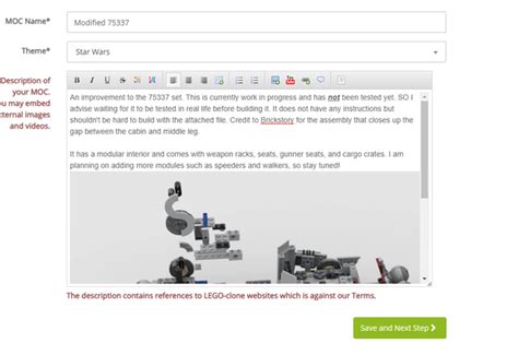 Trouble Submitting A Moc Rrebrickable