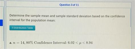 Solved Determine The Sample Mean And Sample Standard