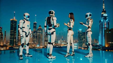 Futuristic Cityscape With Advanced Ai Robots And High Tech Architecture
