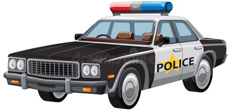Detailed Vector Illustration Of A Vintage Police Car Stock Vector