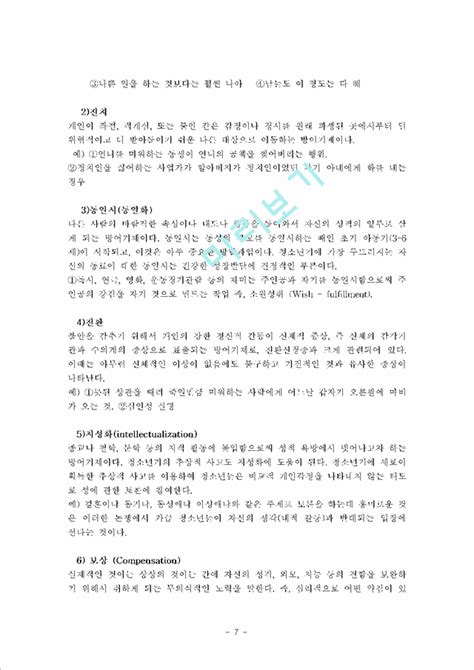 안나프로이드의 방어기제이론인문사회레포트