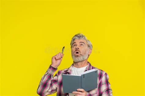 Mature Man Making Notes Writing Thoughts With Pen Into Notepad Notebook Diary To Do List Good