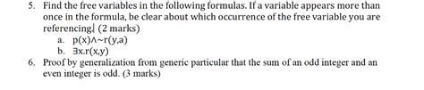 Solved Find The Free Variables In The Following Formulas If Chegg Com