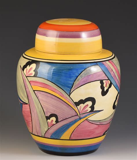 Clarice Cliff Pastel Comets Ginger Jar C 1930