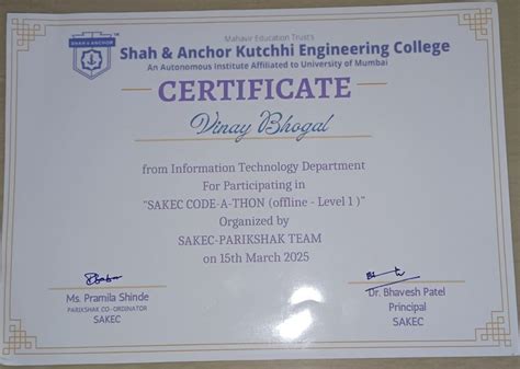 Coding Sakec Learning Growth Problemsolving Codeathon Vinay Bhogal