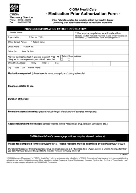 Printable Medical Prior Authorization Form Template