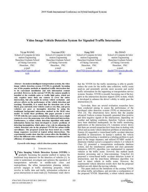 Pdf Video Image Vehicle Detection System For Signaled Traffic Intersection