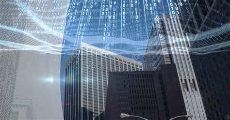 Composition Of Binary Coding Over Modern Office Buildings Background