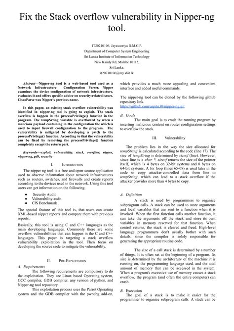 Pdf Fix The Stack Overflow Vulnerability In Nipper Ng Tool