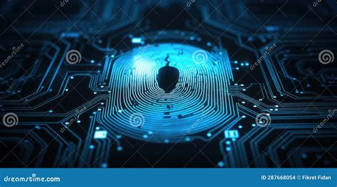 Cyber Security Concept Fingerprint Scanning On Circuit Board