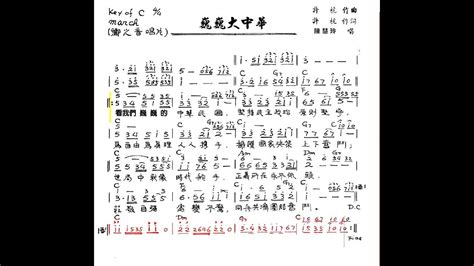 巍巍大中華 陳慧玲許杭作詞 許杭作曲原唱動態樂譜 March 131 Ab Youtube