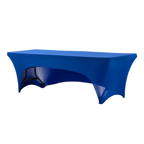 Open Back Stretch Spandex Table Cover 8 Ft Rectangular Royal Blue Cv Linens