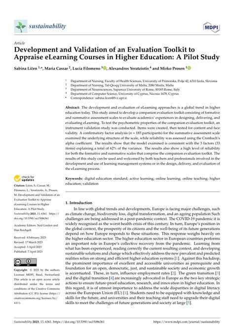 Pdf Development And Validation Of An Evaluation Toolkit To Appraise Elearning Courses In