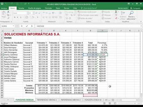 FUNCIONES BÁSICAS DE EXCEL YouTube