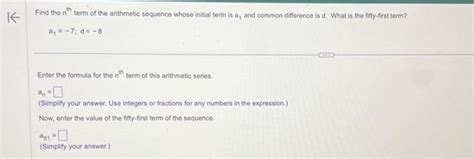 Solved Find The Nth Term Of The Arithmetic Sequence Whose