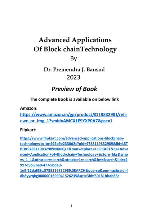 Pdf Advanced Applications Of Blockchain Technology