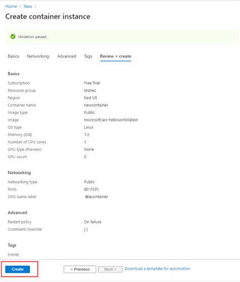 Deploy A Container Instance In Azure Using The Azure Portal