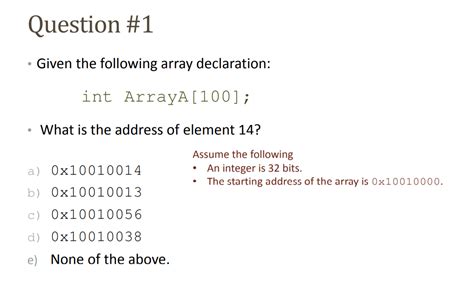Solved Question 1 • Given The Following Array Declaration