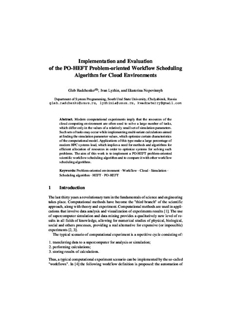 Pdf Implementation And Evaluation Of The Po Heft Problem Oriented
