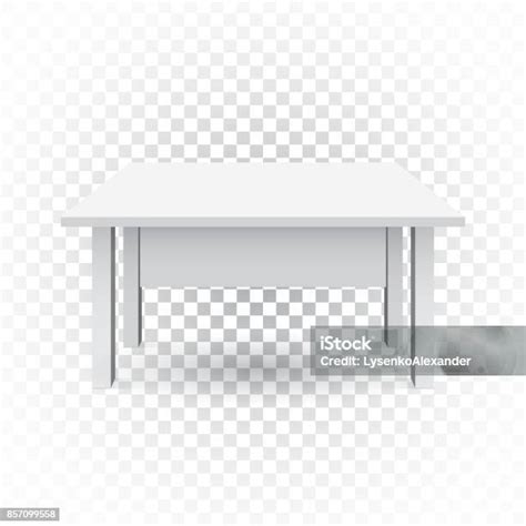 벡터 개체 프레 젠 테이 션에 대 한 3 차원 테이블 격리 된 배경에 빈 흰색 가기 테이블입니다 0명에 대한 스톡 벡터 아트 및 기타 이미지 Istock