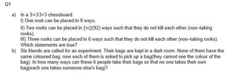 Solved A In A 3×33×3 Chessboard I One Rook Can Be Placed