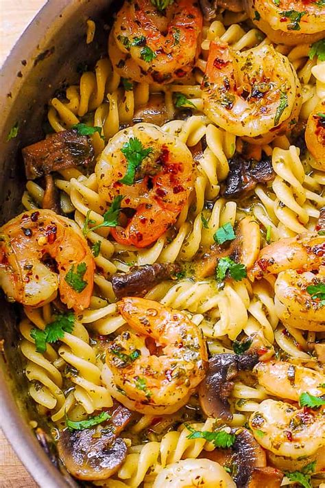 Pesto Shrimp Mushroom Pasta Julias Album