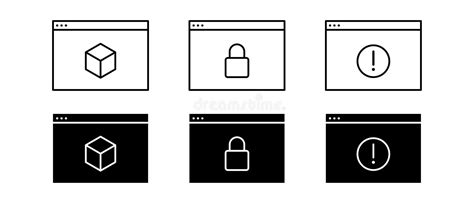 Browser Window Vector Icon Set Browser Augmented Reality Locked Warning Alert Symbol Stock