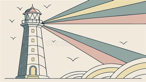 Lighthouse With Light Beams Coastal Navigation And Maritime Symbol Beacon Of Hope Vector