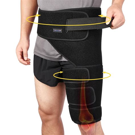 Beister Hip And Thigh Brace Support With 5 Elastic Strips Hamstring Compression Sleeve For Men