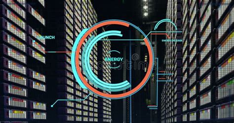 Animation Of Round Scanner And Data Processing Against Computer Server Room Stock Footage