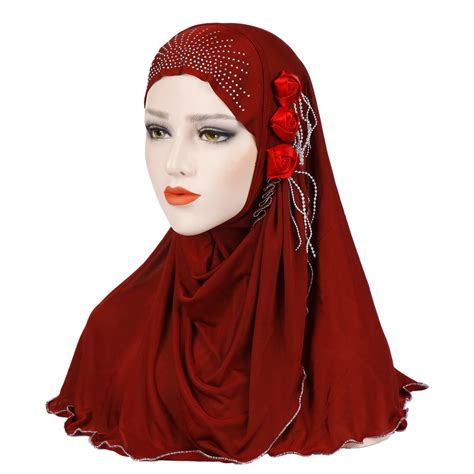 Women New Ice Silk Side Three Flower Tassels Arabian Hat Arab Wrap