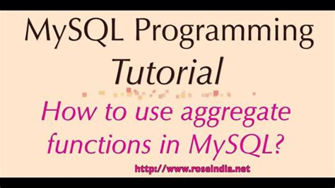 How To Use Aggregate Functions In Mysql Youtube