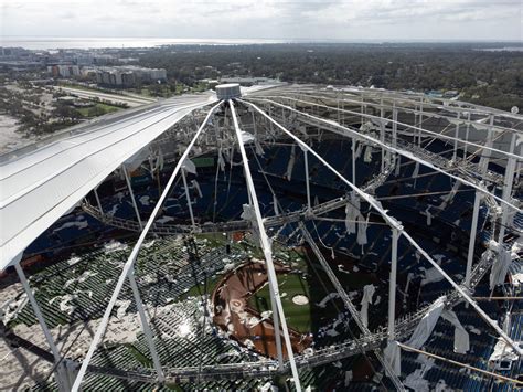 Hurricane Milton Rips Roof Off Tropicana Field — Tampa Bay Rays Stadium