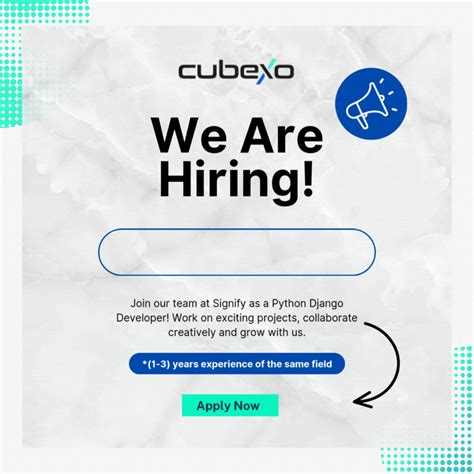 Hiring Pythondeveloper Djangodeveloper Jobopportunity Cubexo