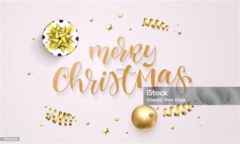 메리 크리스마스 인사말 카드 서식 파일 황금 반짝이 색종이 선물 상자 골드 리본 활의 배경 벡터 축제 화려한 손으로 그린 서 예 텍스트 스타와 크리스마스 배너에 대 한 공