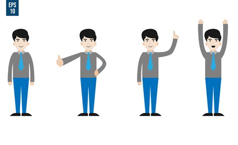 business man poses template flat character design illustration eps 10
