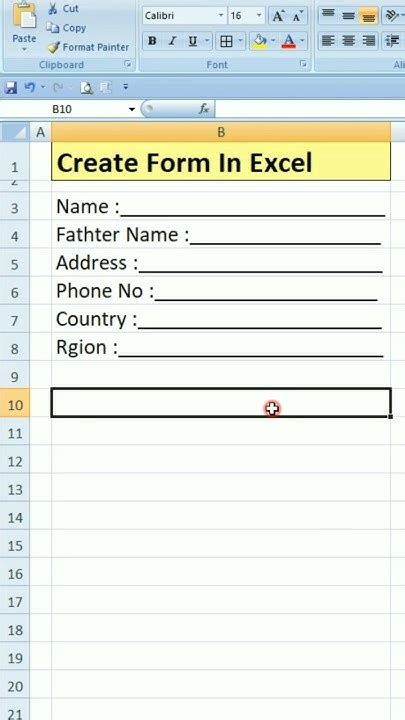 How To Create Form In Excel Focusinguide Exceltips Tutorial Shorts