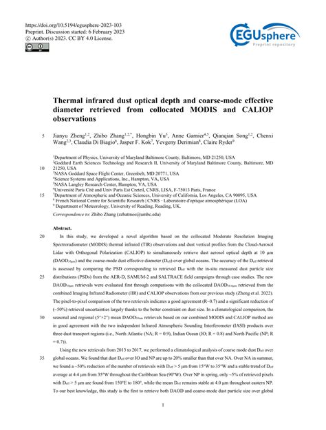 Pdf Thermal Infrared Dust Optical Depth And Coarse Mode Effective Diameter Retrieved From