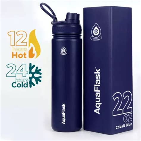 Aquaflask 22oz Wide Mouth With Cap Lid Vacuum Insulated Drinking Water
