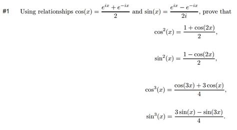 solved using relationships cos x e i x e i x 2 an