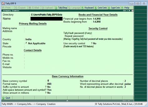 How To Create Company In Tally Setting Up Of Company In Tally Erp 9