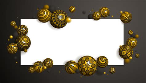 빈 종이 시트와 현실적인 장식 금 구벡터 일러스트 패턴과 필드 효과의 깊이와 아름다운 공추상 배경 3d 글로브 디자인 컨셉 아트 3차원 형태에 대한 스톡 벡터 아트 및 기타