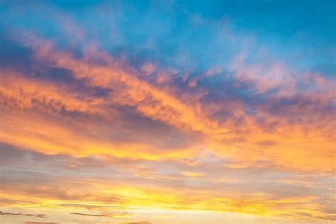 Dramatic Sunset Clouds In The Sky Background Blue Background Opinion