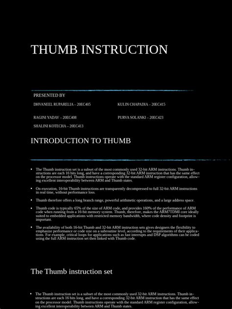 On Thumb Instruction Set Pdf