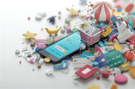 Exploring The Vibrant Intersection Of Colorful Objects And Digital Payments In E Commerce Stock