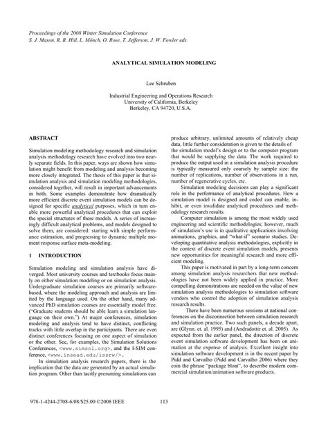 Pdf Analytical Simulation Modeling