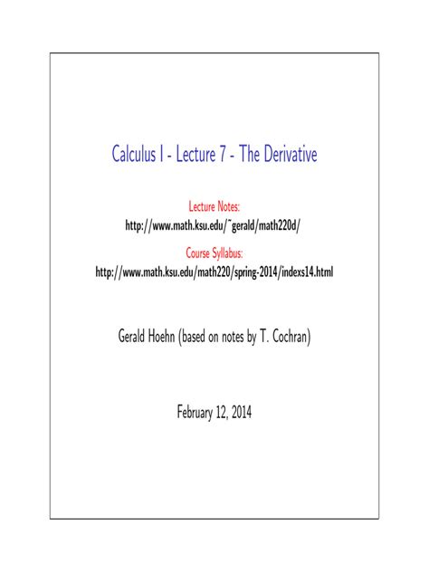 Lec 9 Differentiation Pdf Tangent Slope